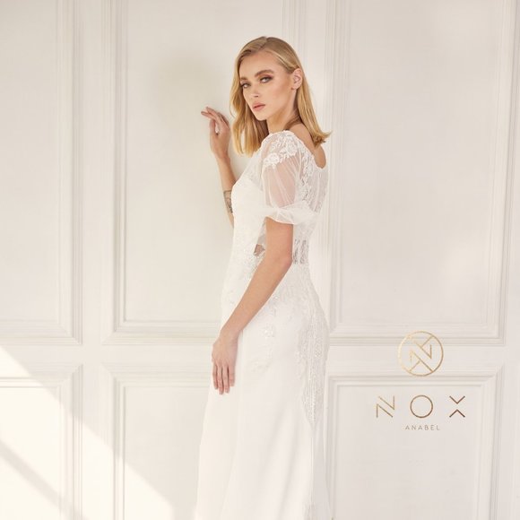 Nox | Dresses | New Long Trumpet Wedding Embroidered Sequins Dress With Zipper Back Nx Je927 ...